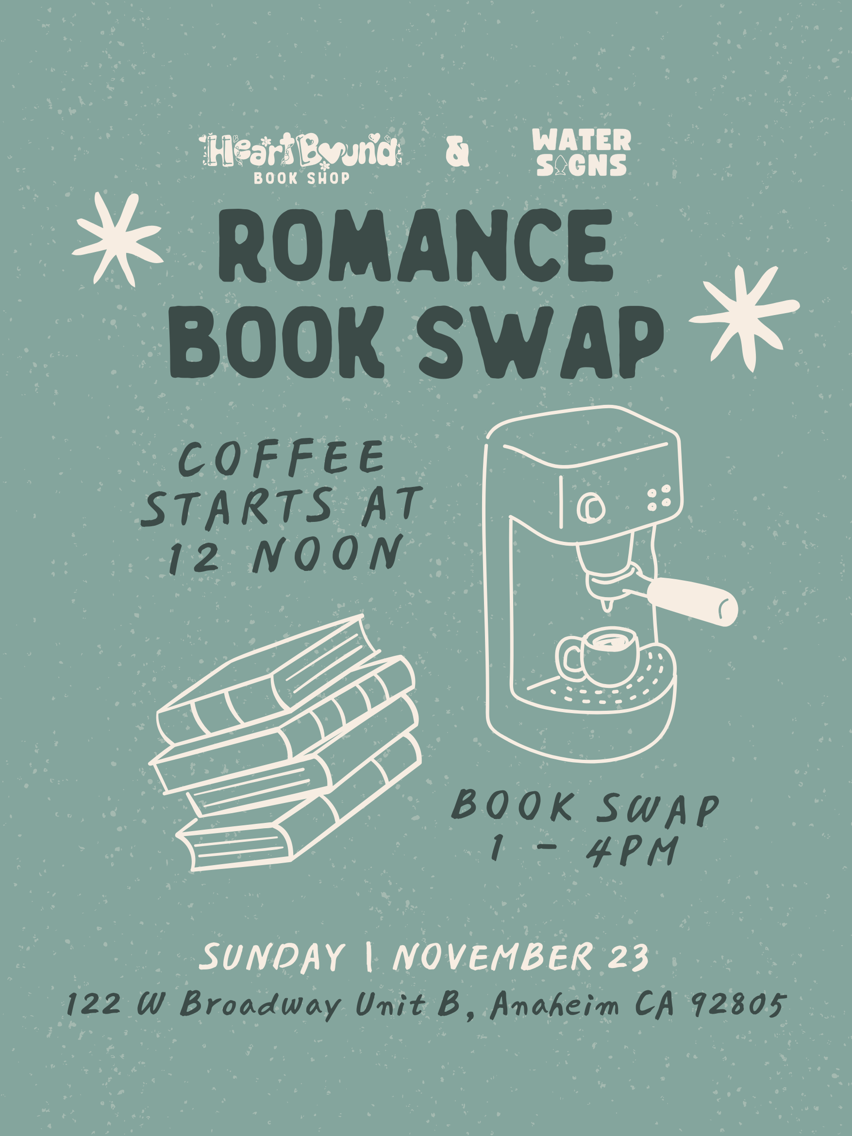 Romance Book Swap with Water Signs Coffee – Heartbound Book Shop